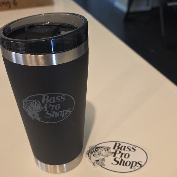 Bass Pro Shops | Kitchen | Nwt Bass Pro Shops Black Tumbler And Sticker ...
